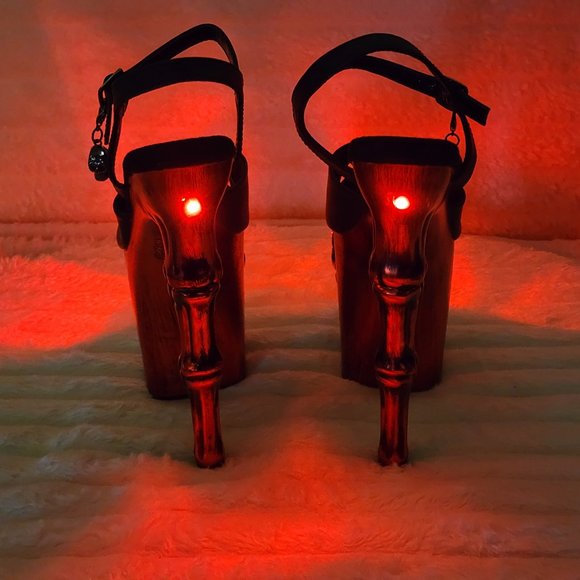 Pleaser | Shoes | Red Brushed Chrome Skull Bones Red Led Platform 8 ...